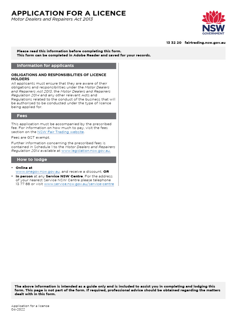 Licence Application Motor Dealers Repairers | PDF | License | Crimes