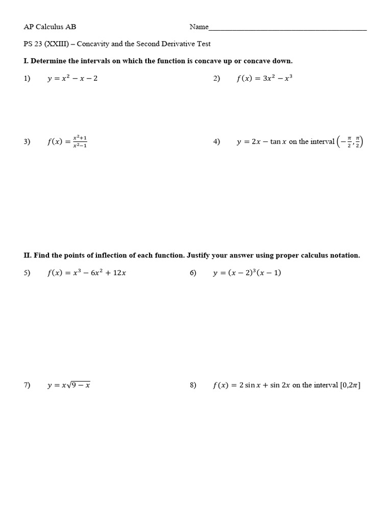 Concavity and Inflection Points Guide | PDF