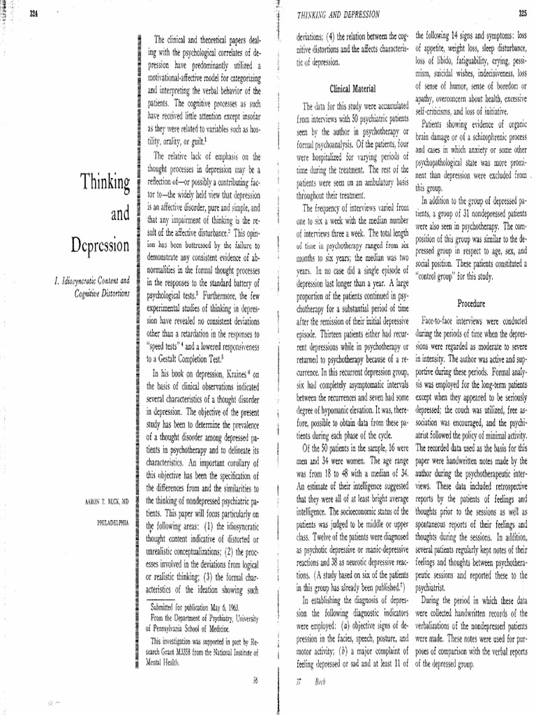 Beck 1963 Thinking and Depression | PDF