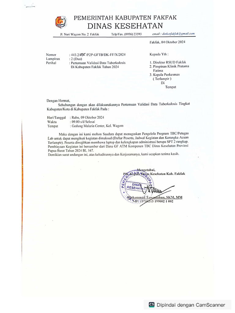 Undangan Validasi Data TB 2024 | PDF