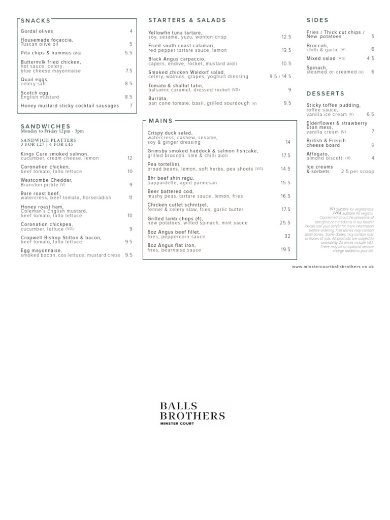 Minster Court Lunch Menu 24 | PDF | French Fries | Salad