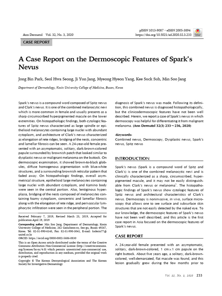 A Case Report On The Dermoscopic Features of Spark | PDF | Melanoma ...