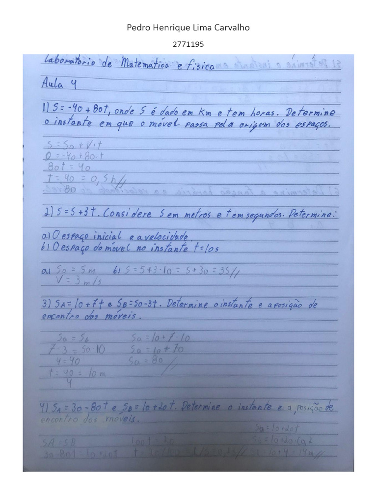 FMU Laboratório de Mat e Fis Aula 4 | PDF