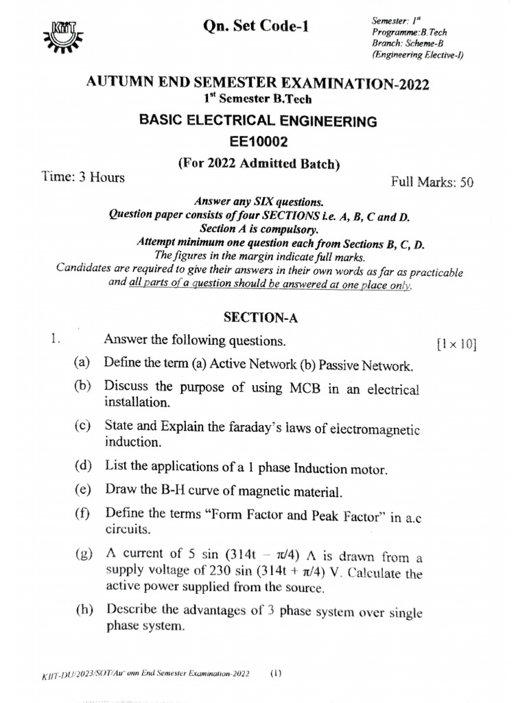 End Sem Bee 2022 | PDF