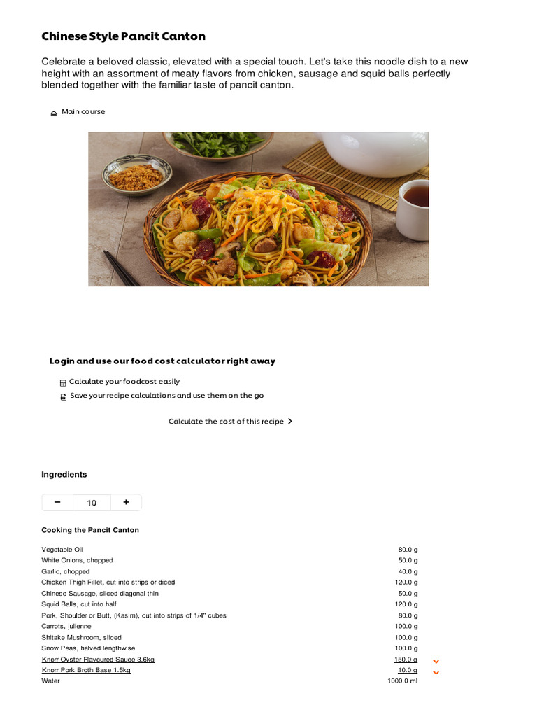 Chinese_Style_Pancit_Canton_-_Recipe 2 | PDF | Stir Frying | Tofu