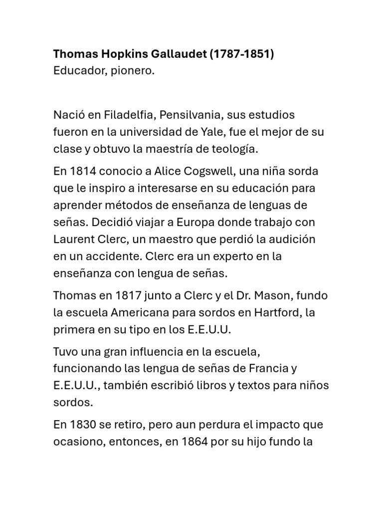 Pionero de la Educación para Sordos | PDF