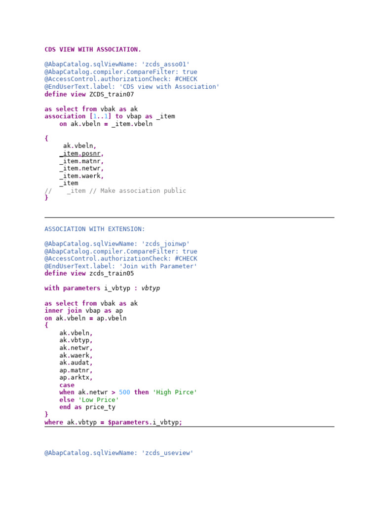 CDS View Association | PDF