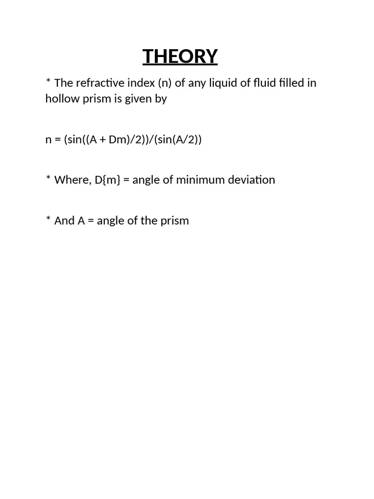 Refractive Index Formula for Prisms | PDF