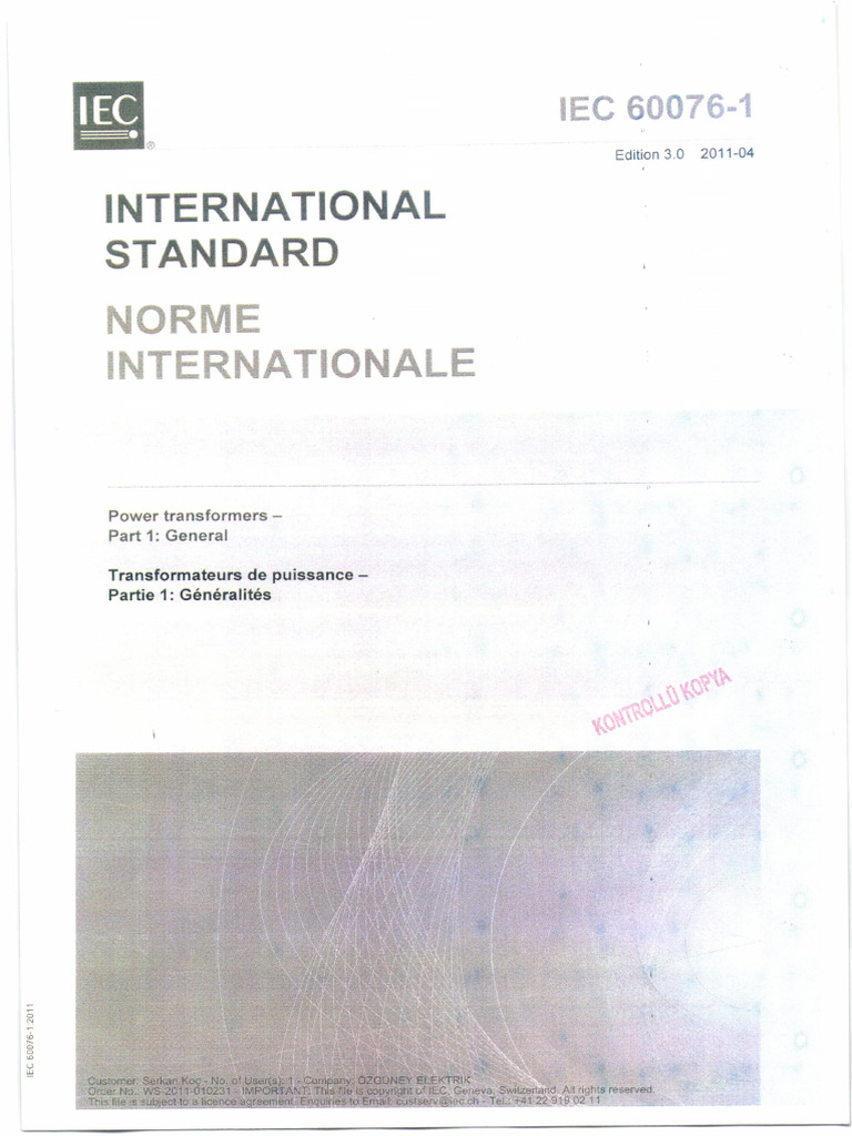 Iec 60076-1 2011 (Id 45225) | PDF | International Electrotechnical ...