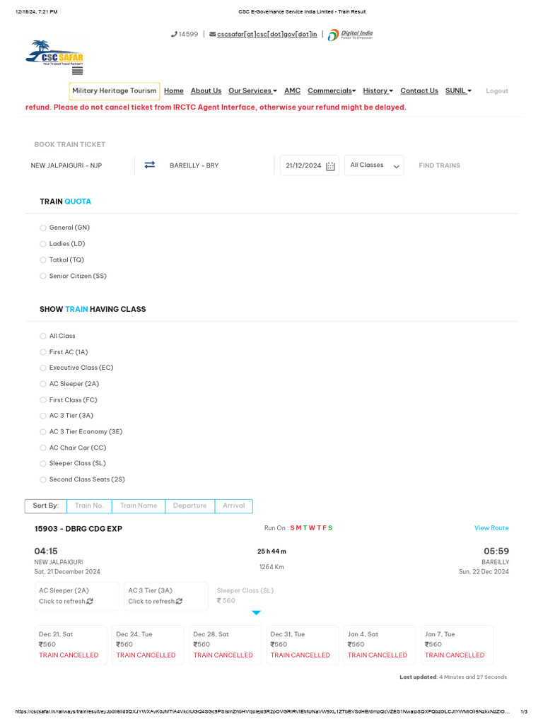 CSC E-Governance Service India Limited - Train Result | PDF | Rolling ...