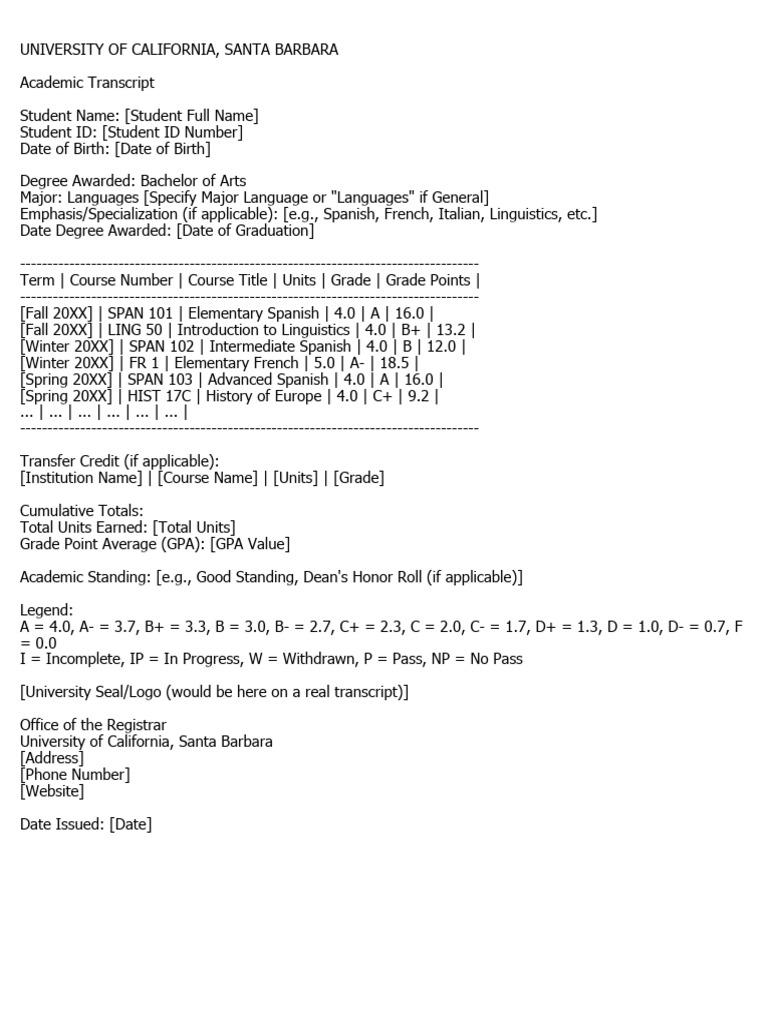 University of California Transcript | PDF