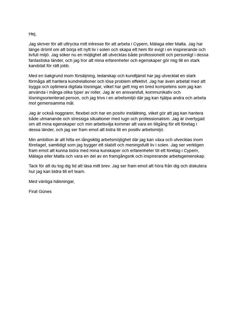 !personligt Brev | PDF