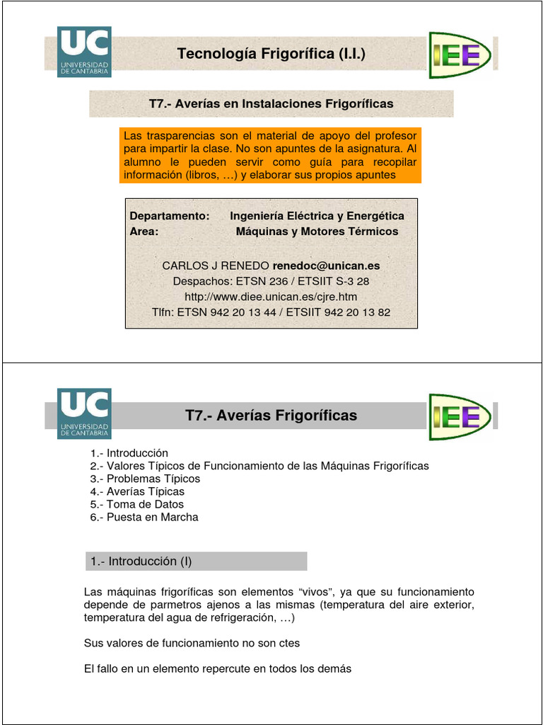 T7 Averias Frigorificas Tecnologia Frigo | PDF | Agua | Ingeniería Química