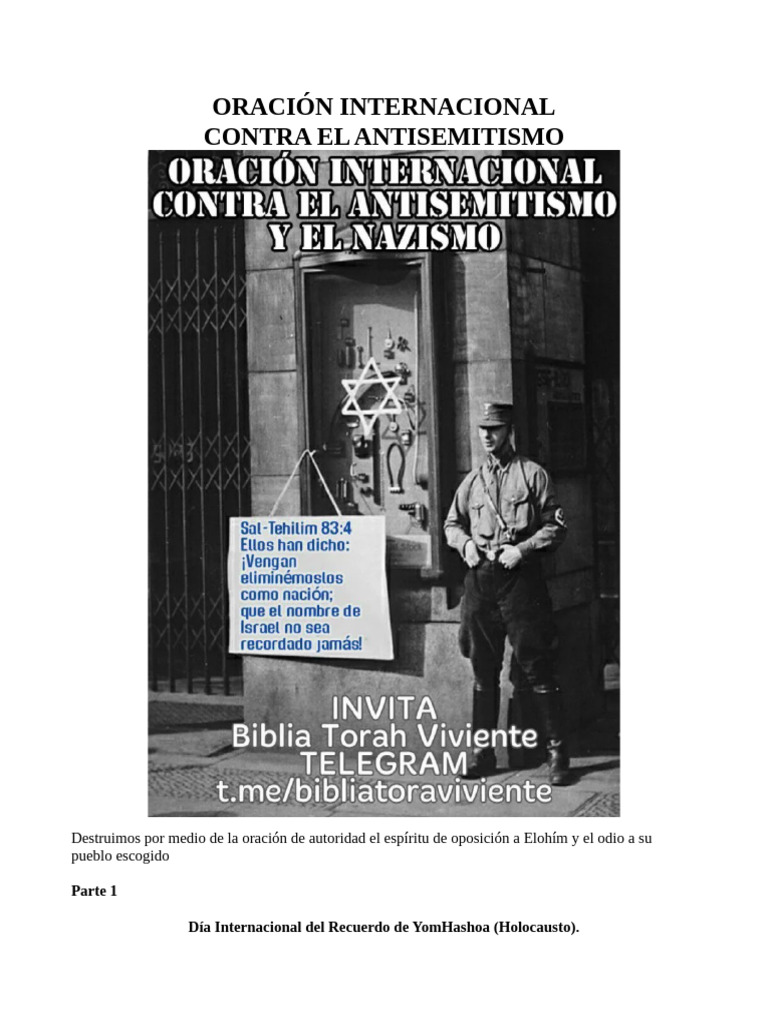 Oración Internacional Contra El Antisemitismo | PDF | Antisemitismo ...
