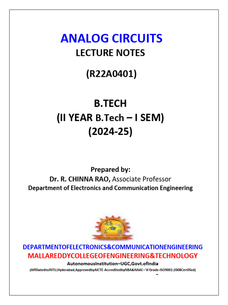 Analog Circuits | PDF | Amplifier | Bipolar Junction Transistor