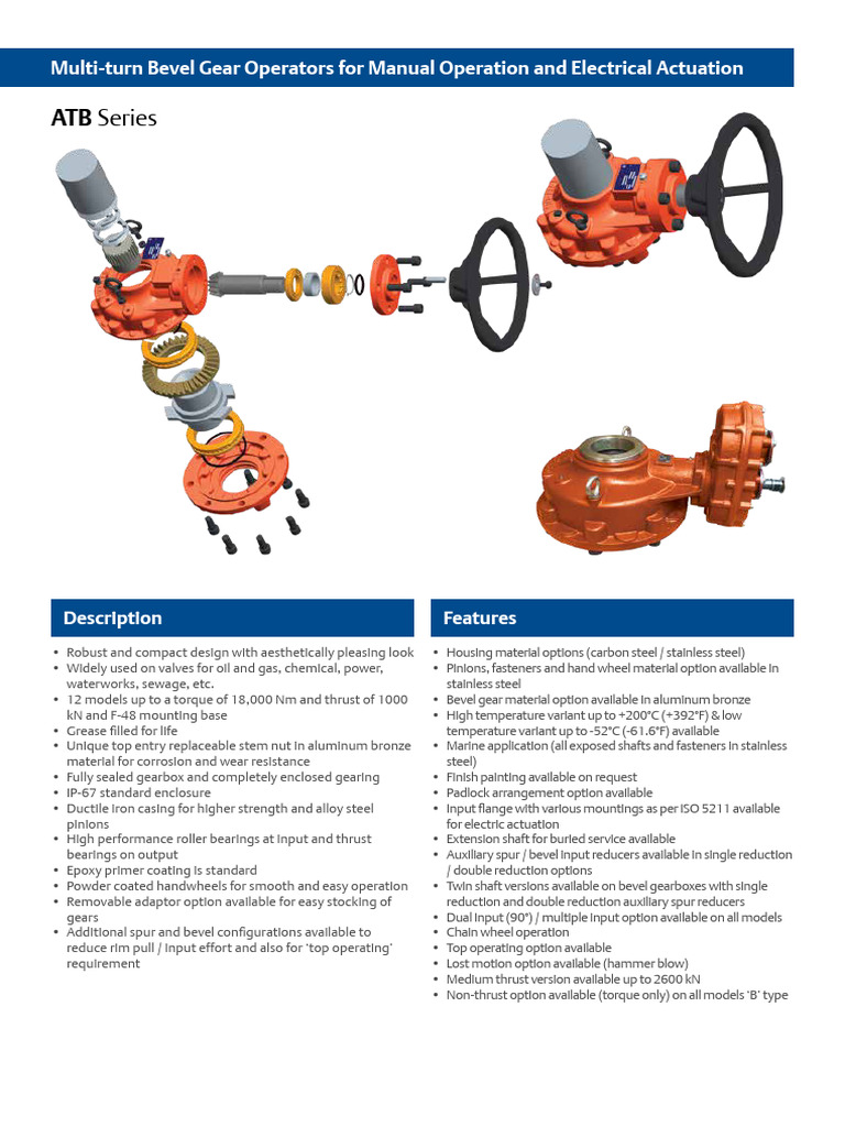 Manual Atb A Type Standard Thrust Multi Turn Bevel Gear Operators For ...