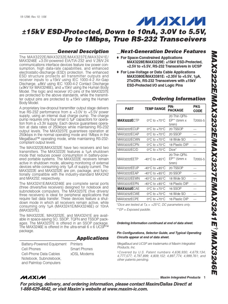 Datasheet | PDF | Electrostatic Discharge | Electrical Engineering