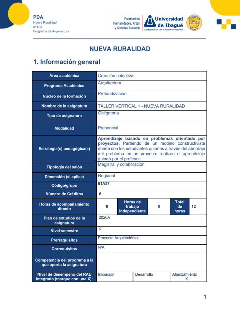 Pda b2024 Nueva Ruralidad | PDF | Diseño | Evaluación