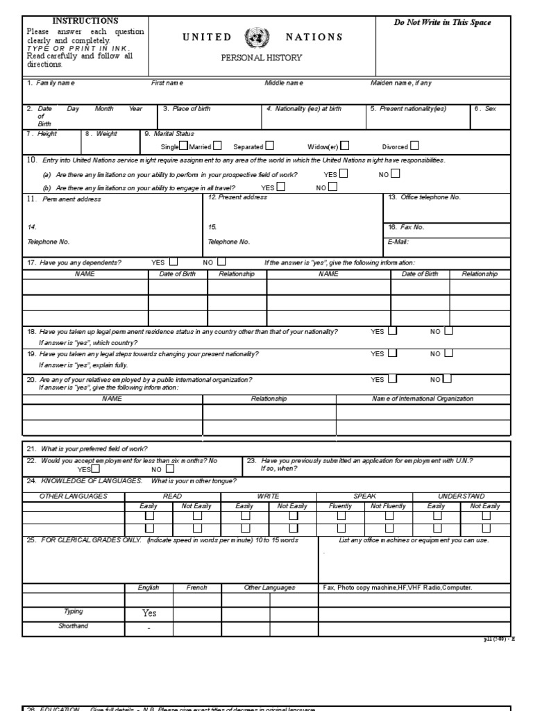 UN Application | PDF | Supervisor | Employment