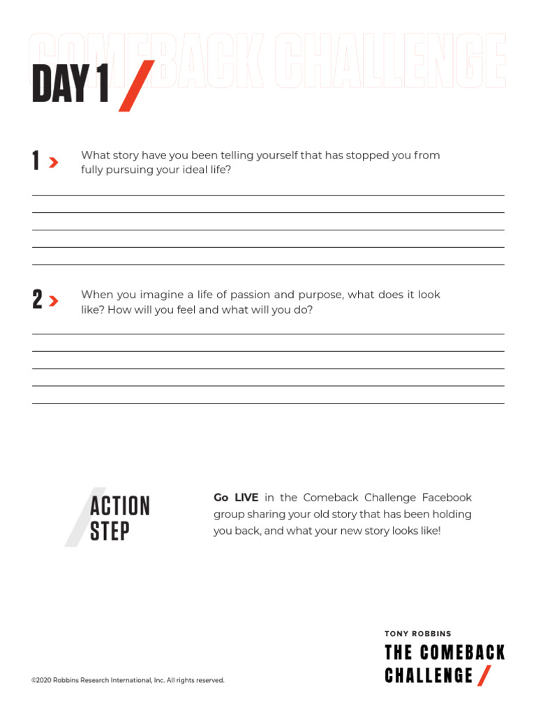 Comeback Challenge Day 1 (1) | PDF