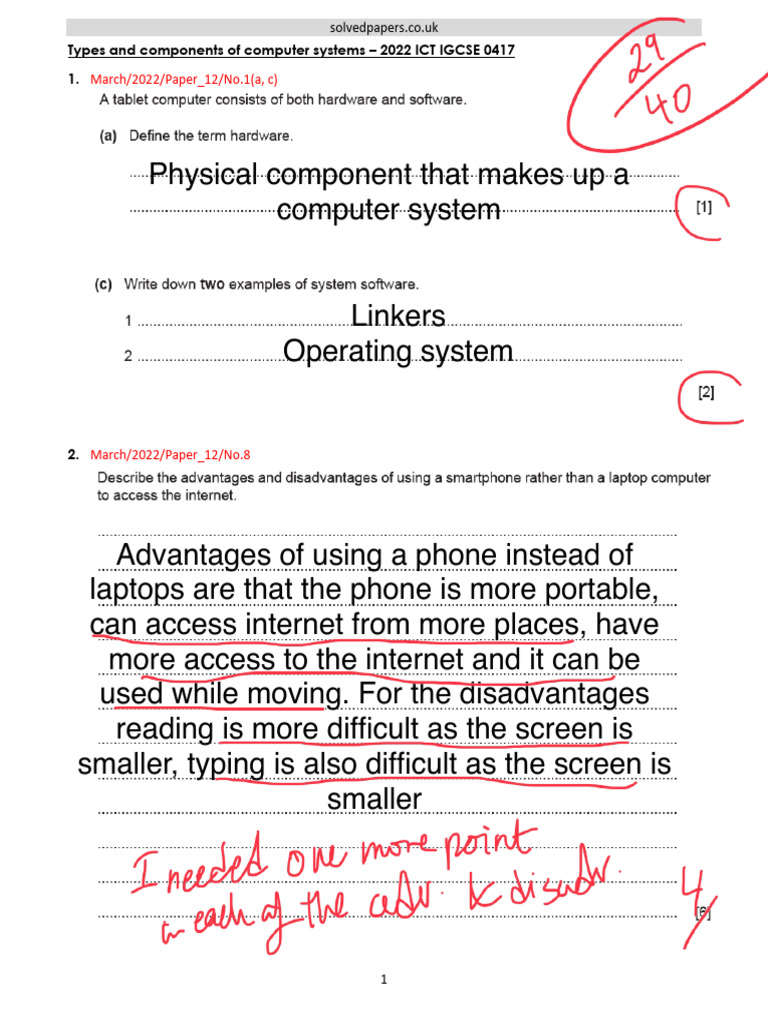 ICT IGCSE 0417 2022 Exam Papers | PDF | Desktop Computer | Laptop