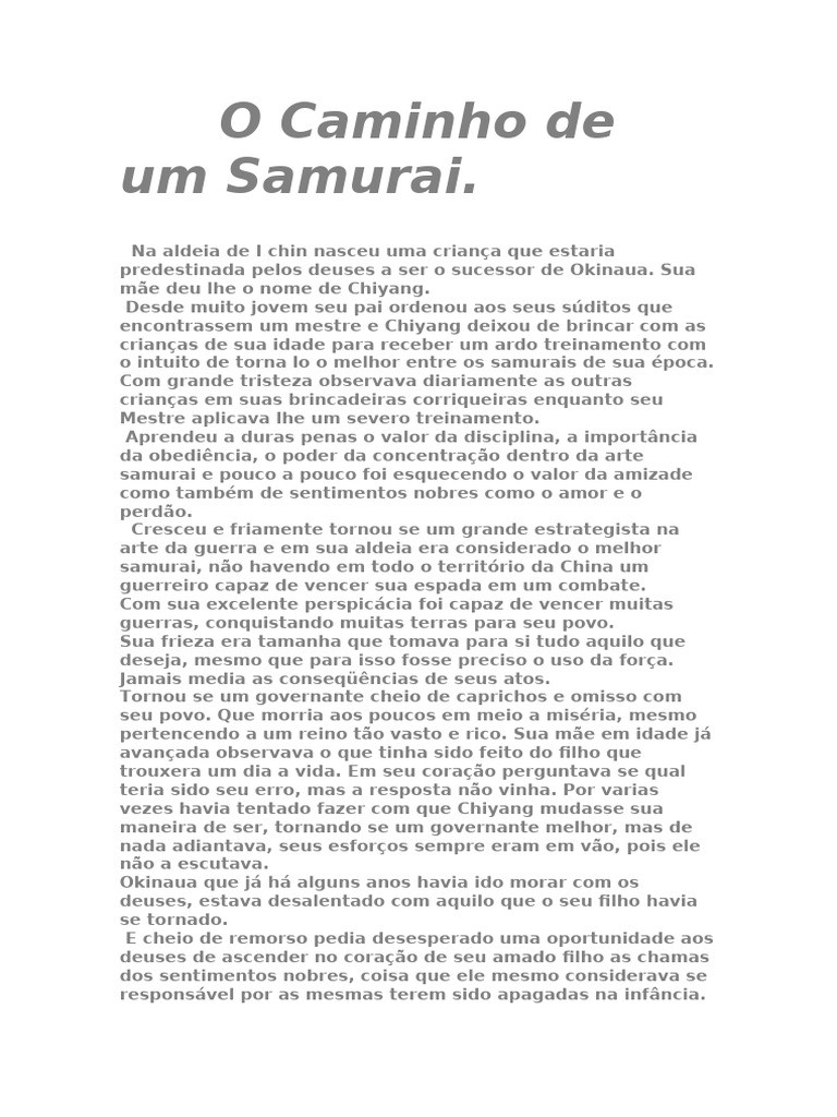 O Caminho de Um Samurai | PDF | Samurai | Amor