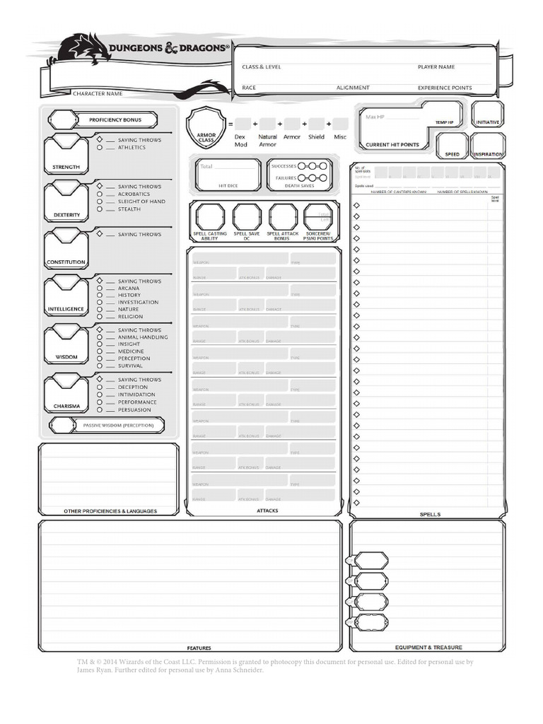 DD-5e-Character-Sheet-Single-Page Bard | PDF