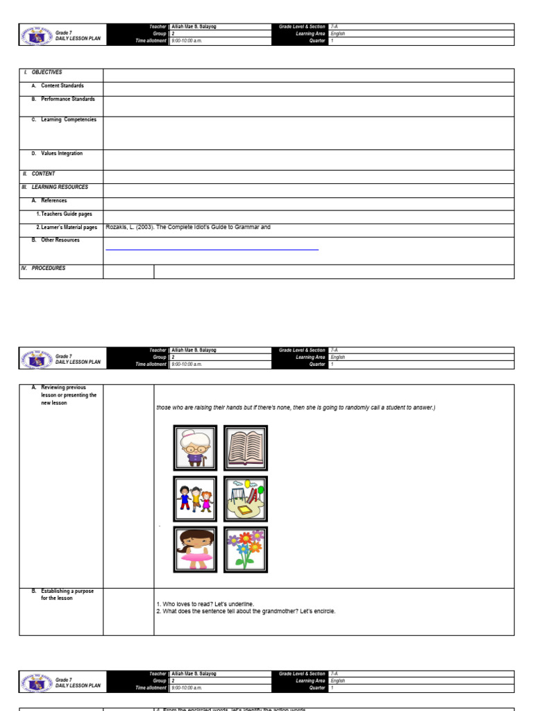 Detailed Lesson Plan (Subject-verb Agreement) | PDF | Grammatical ... Detailed Lesson Plan (Subject-verb Agreement) | PDF | Grammatical ...
