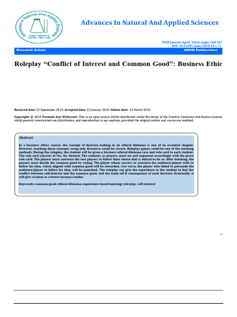 2020 Roleplay Conflict of Interest and Common Good Permata Ayu ...