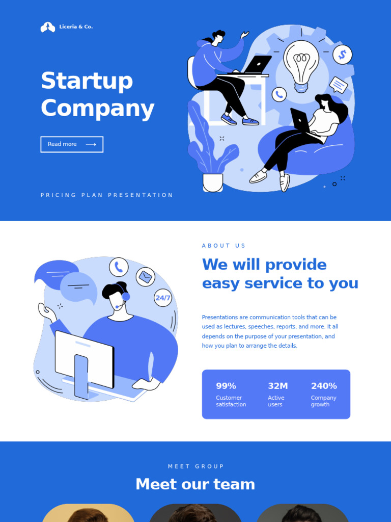Blue Illustration Startup Pricing Plan Presentation | PDF | Communication | Cyberspace