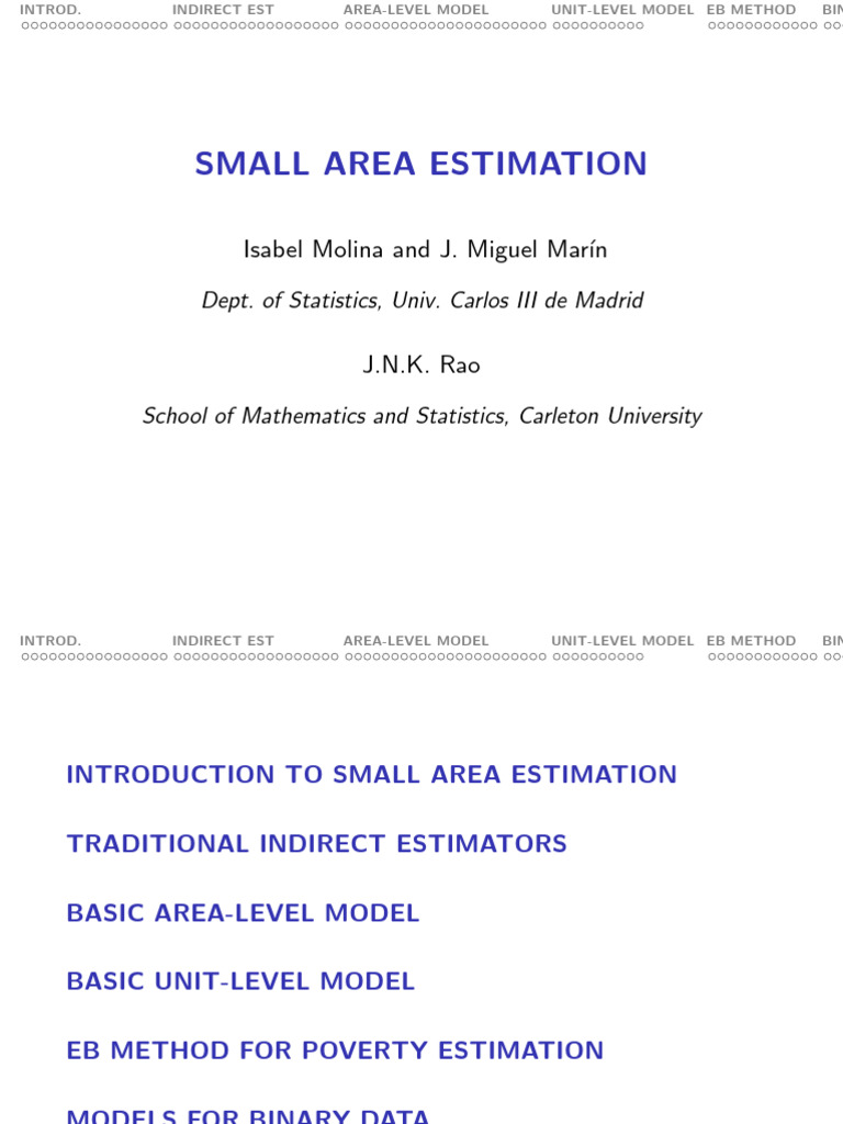 Sem19 Curso Areas Pequenas I | PDF | Estimator | Estimation Theory