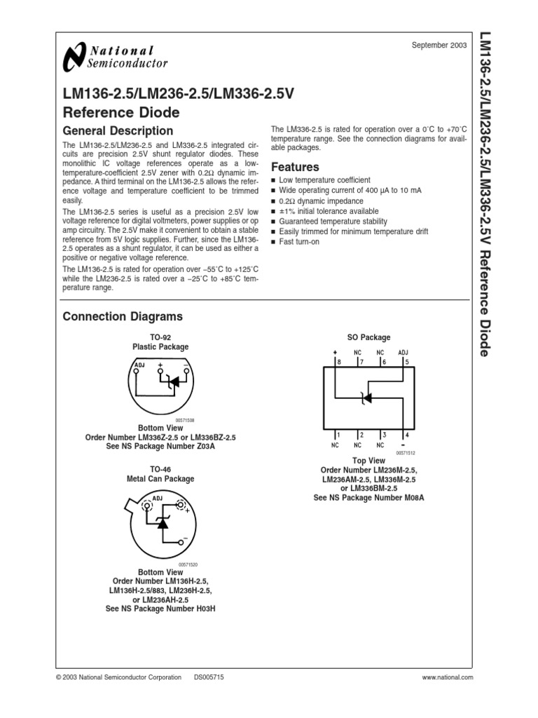 LM336 Regulador 2,5V | PDF | Diode | Electrical Engineering