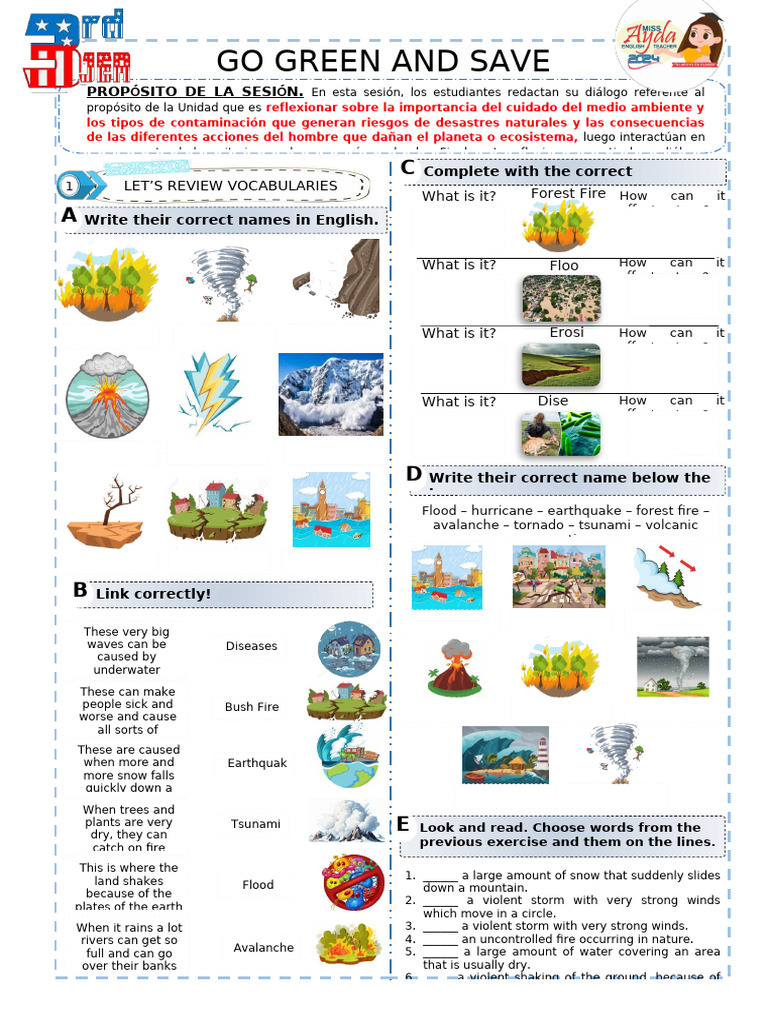 Ficha 2 - 3° - Go Green and Save Earth! - Miss Ayda | PDF | Earth ...