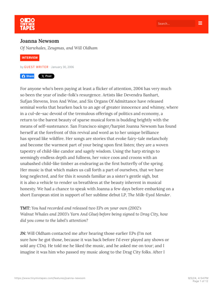 2006 June Interview - Tiny Mix Tapes | PDF