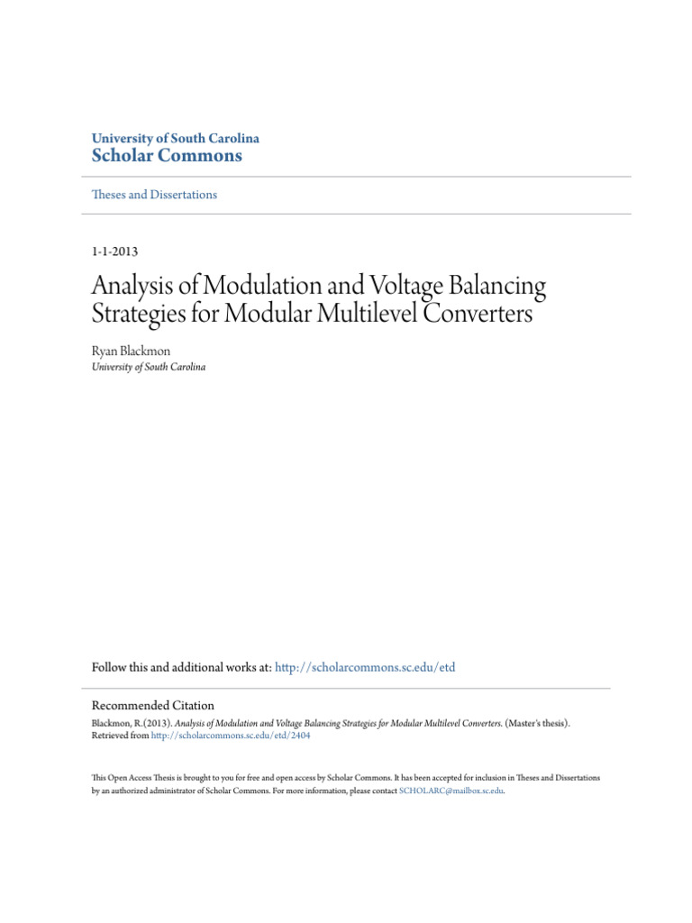 Analysis of Modulation and Voltage Balancing Strategies For Modular Multilevel Converters | PDF ...