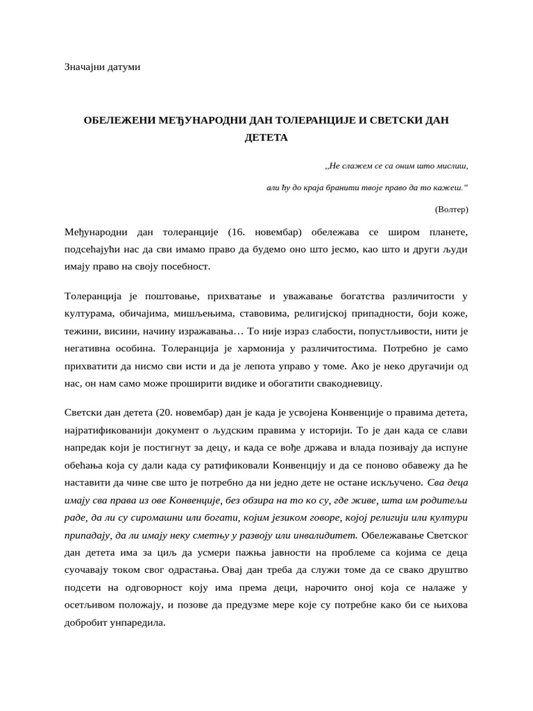 Znacajni Datumi | PDF