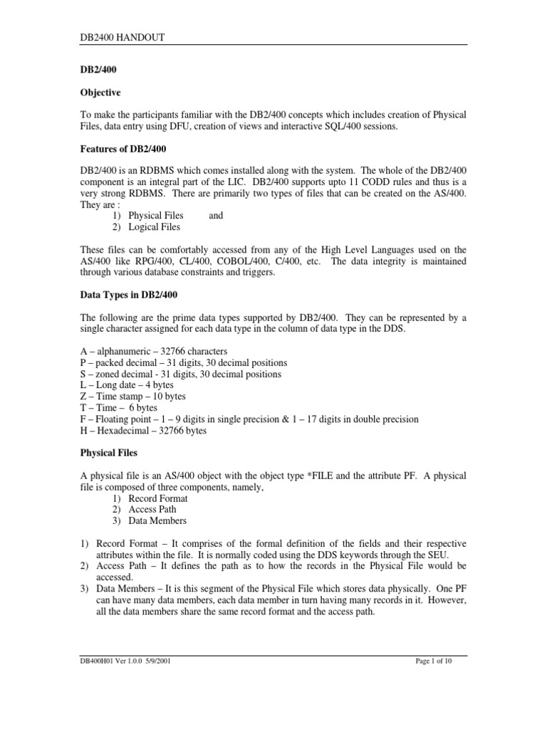DB2 DDS Database Tutorials | PDF | Ibm Db2 | Databases