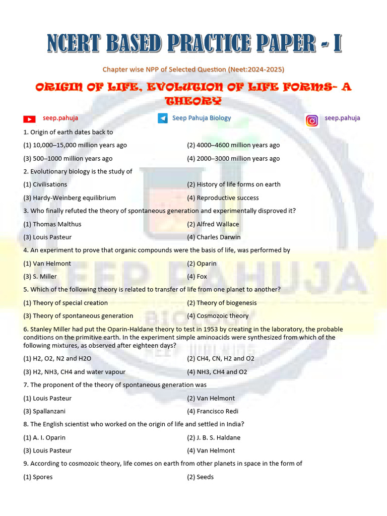 NPP1_EVOLUTION__1734026374405 (1) | PDF | Abiogenesis | Nature