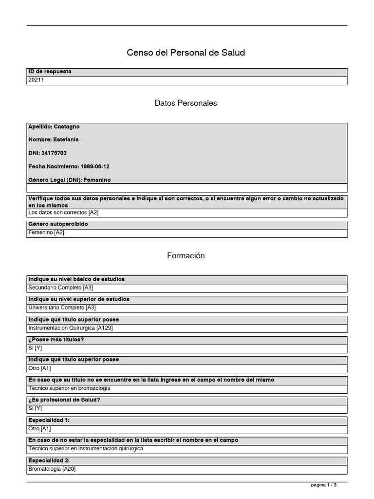 Censo Del Personal de Salud 444631 | PDF