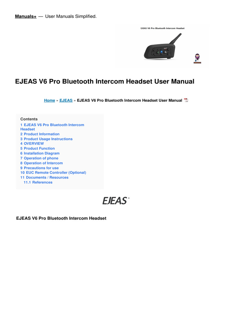 EJEAS V6 Pro Intercom User Manual | PDF | Bluetooth | Telephone