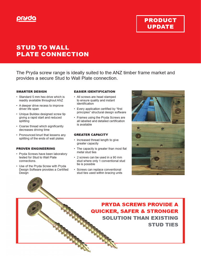 Pryda-Stud-to-Wall-Plate-Connection_Pryda-Screw | PDF | Screw