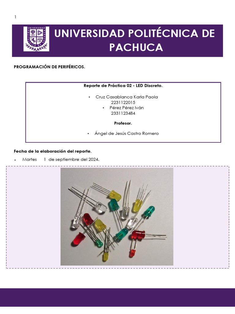 Práctica de Programación: LED Discreto | PDF | Diodo emisor de luz ...