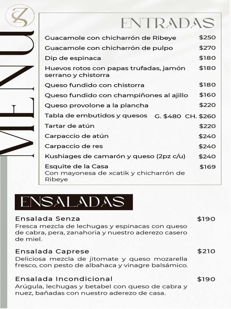 Menú Variado de Entradas y Platos Principales | PDF | ensalada | Cocina ...