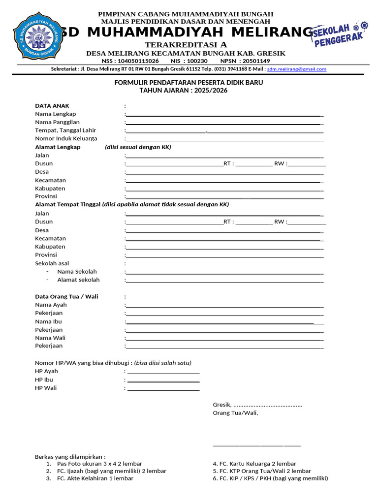 Formulir PPDB 2025-2025 | PDF