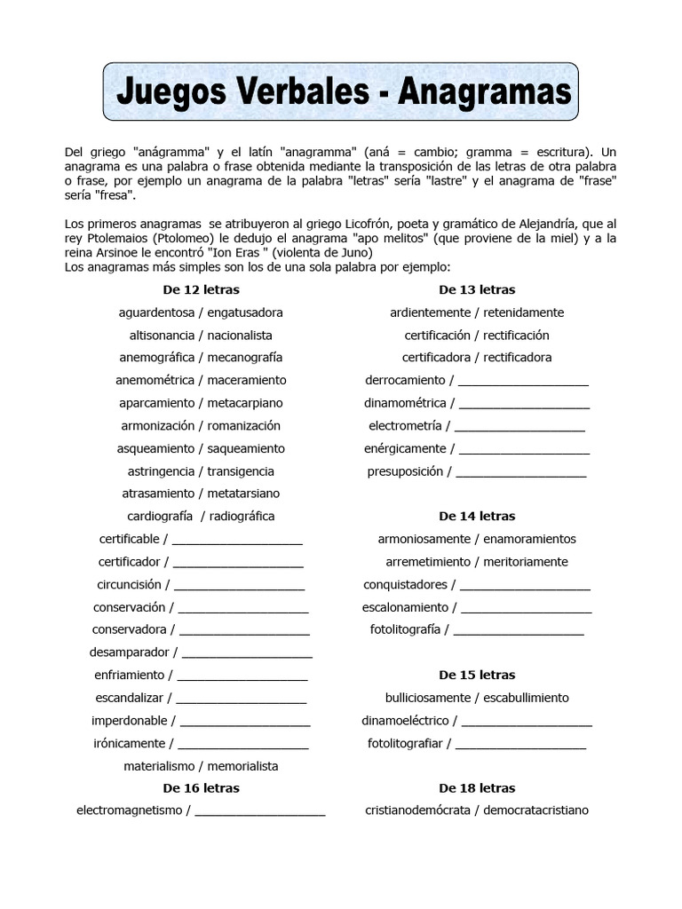 Tarea de Anagramas | PDF