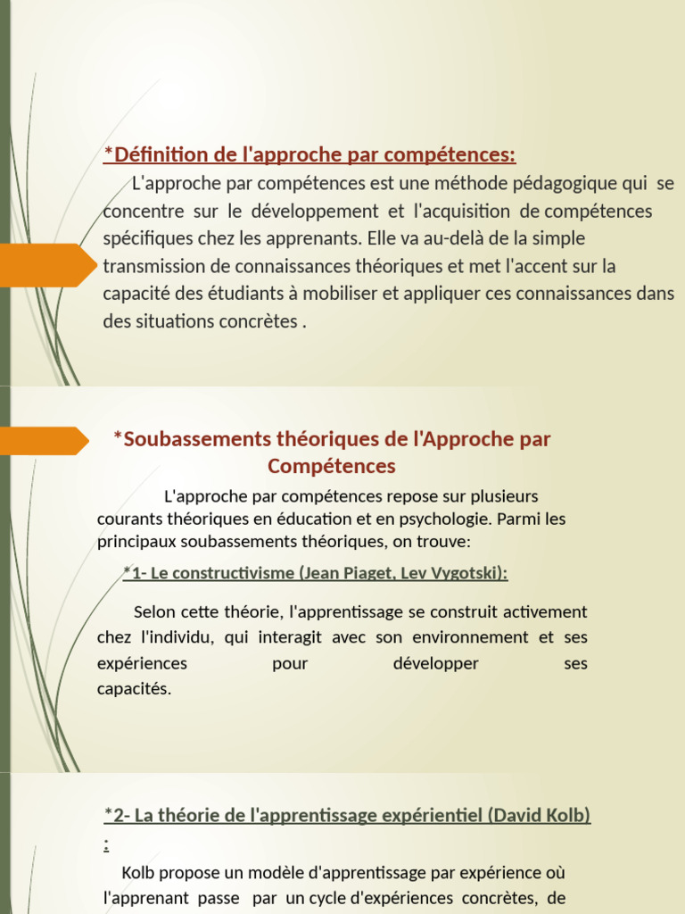 Définition de l'Approche Par Compétences | PDF | Pédagogie | Apprentissage