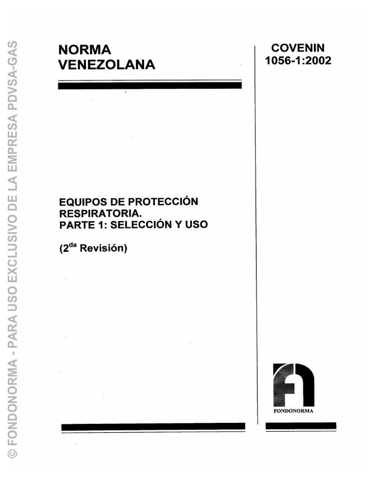 1056-1-2002 Equipos de Proteccion Respiratoria Seleccion y Usos | PDF