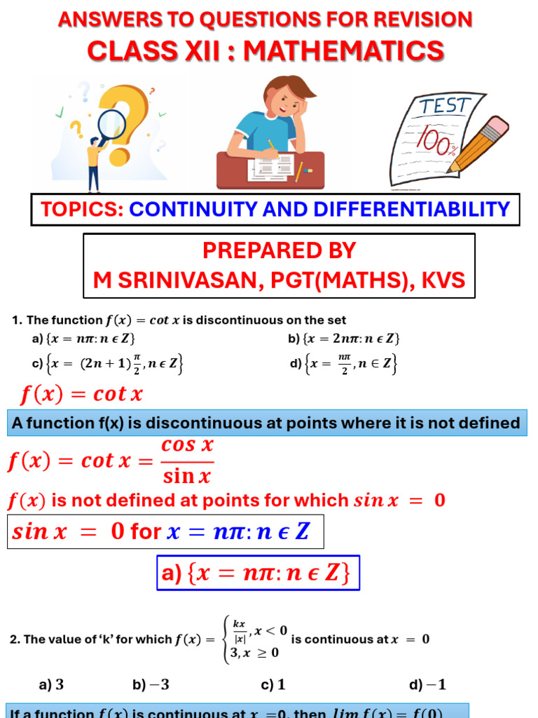 CONTINUITY AND DIFFERENTIABILITY | PDF | Mathematics | Mathematical Analysis