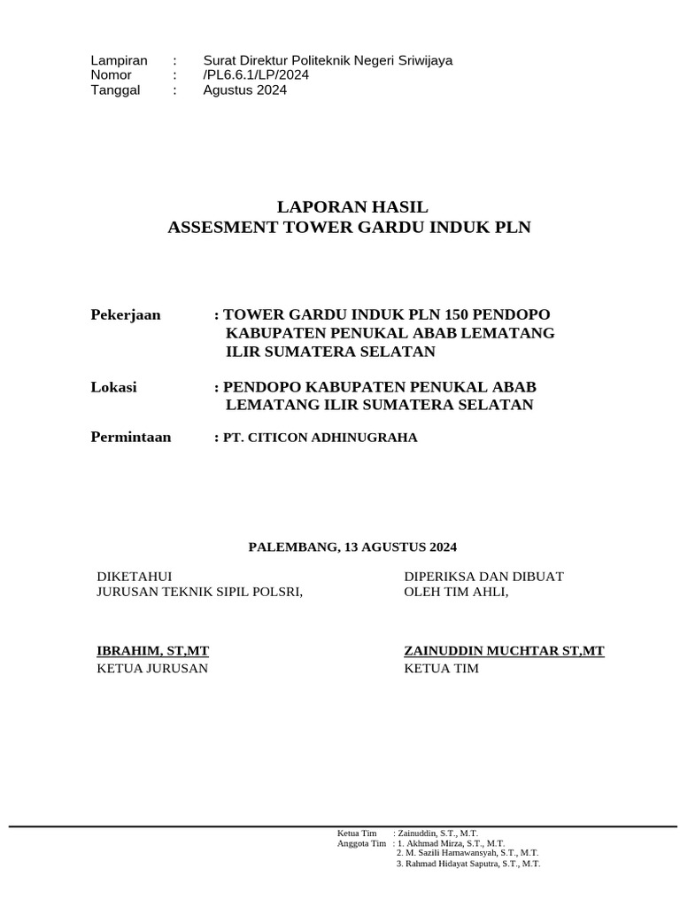 Hal Pengesahan Lap PT CITICON | PDF