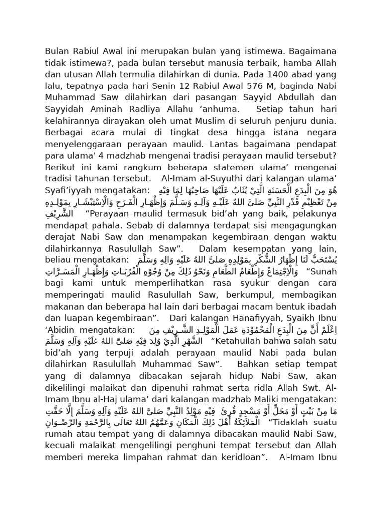 Bulan Rabiul Awal Ini Merupakan Bulan Yang Istimewa | PDF